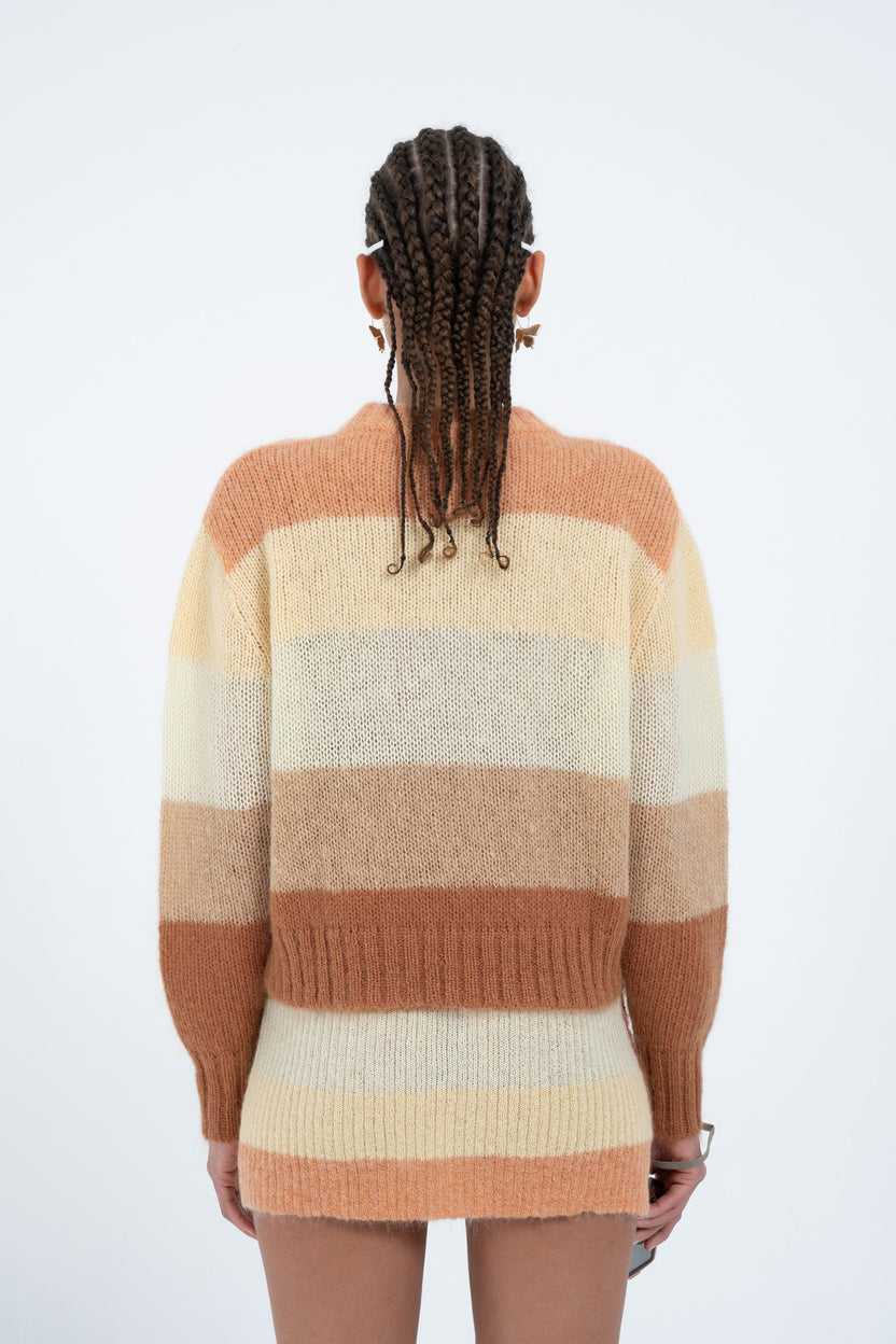 ARTHUR APPAREL — Mohair Standard Sweater — Nude Orange Striped Knitted ...